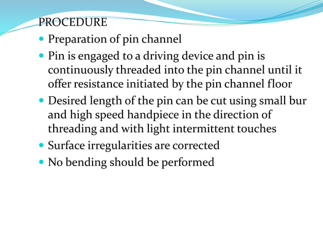 Pin Retained Restoration | PPTX | Dental Health | Diseases and Conditions