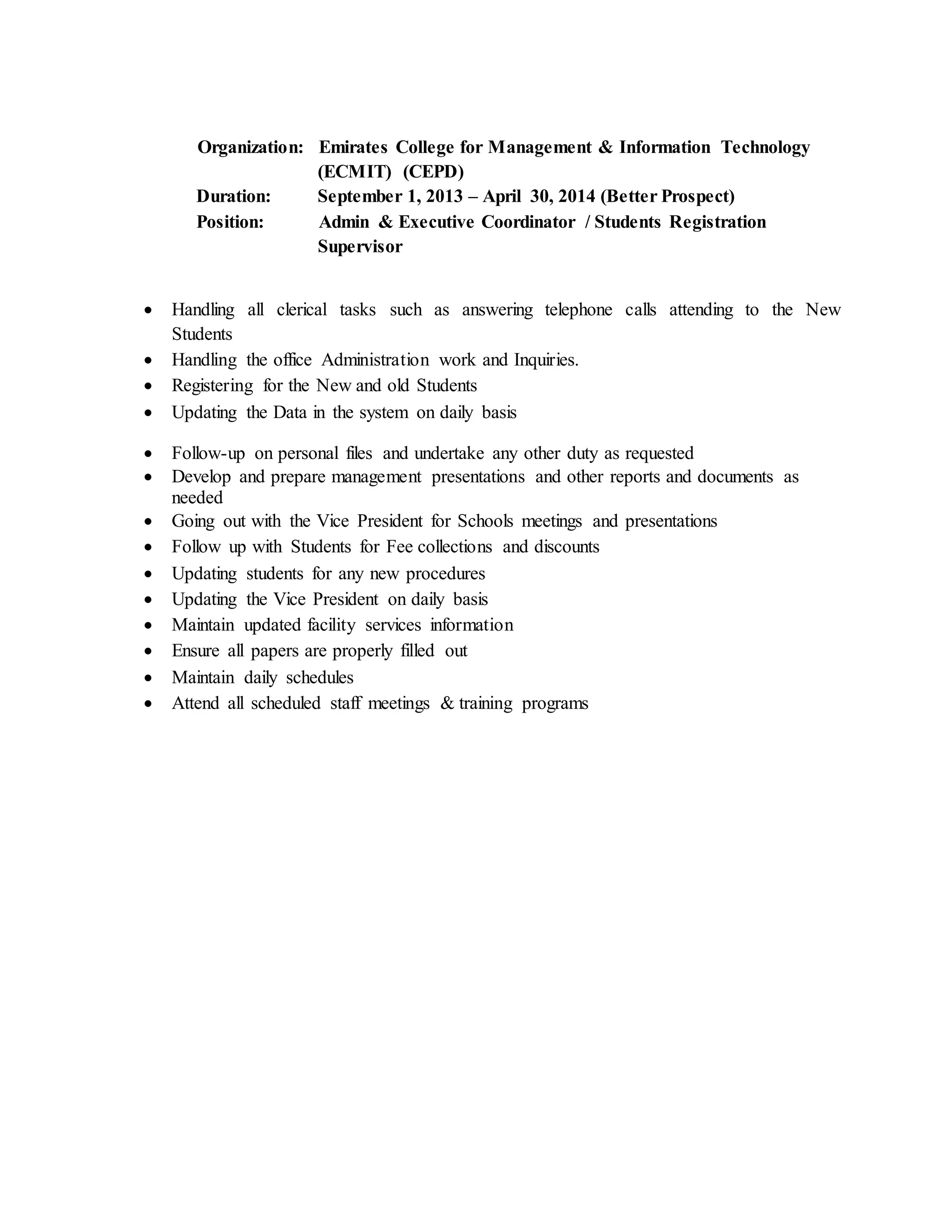 Philomena Detailed CV | DOCX | Human Resources | Business