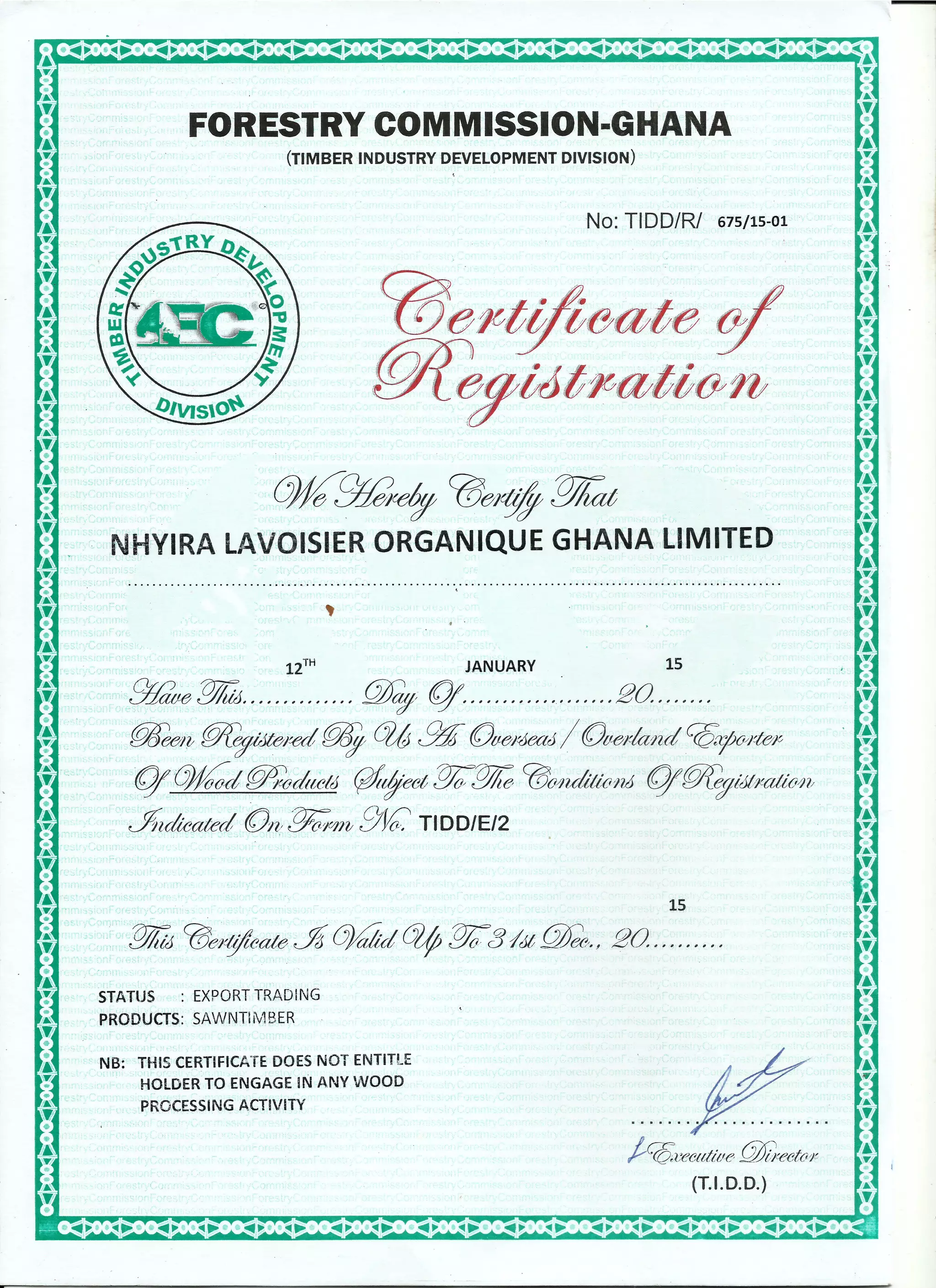 TIDD EXPORT CERTIFICATE | PDF