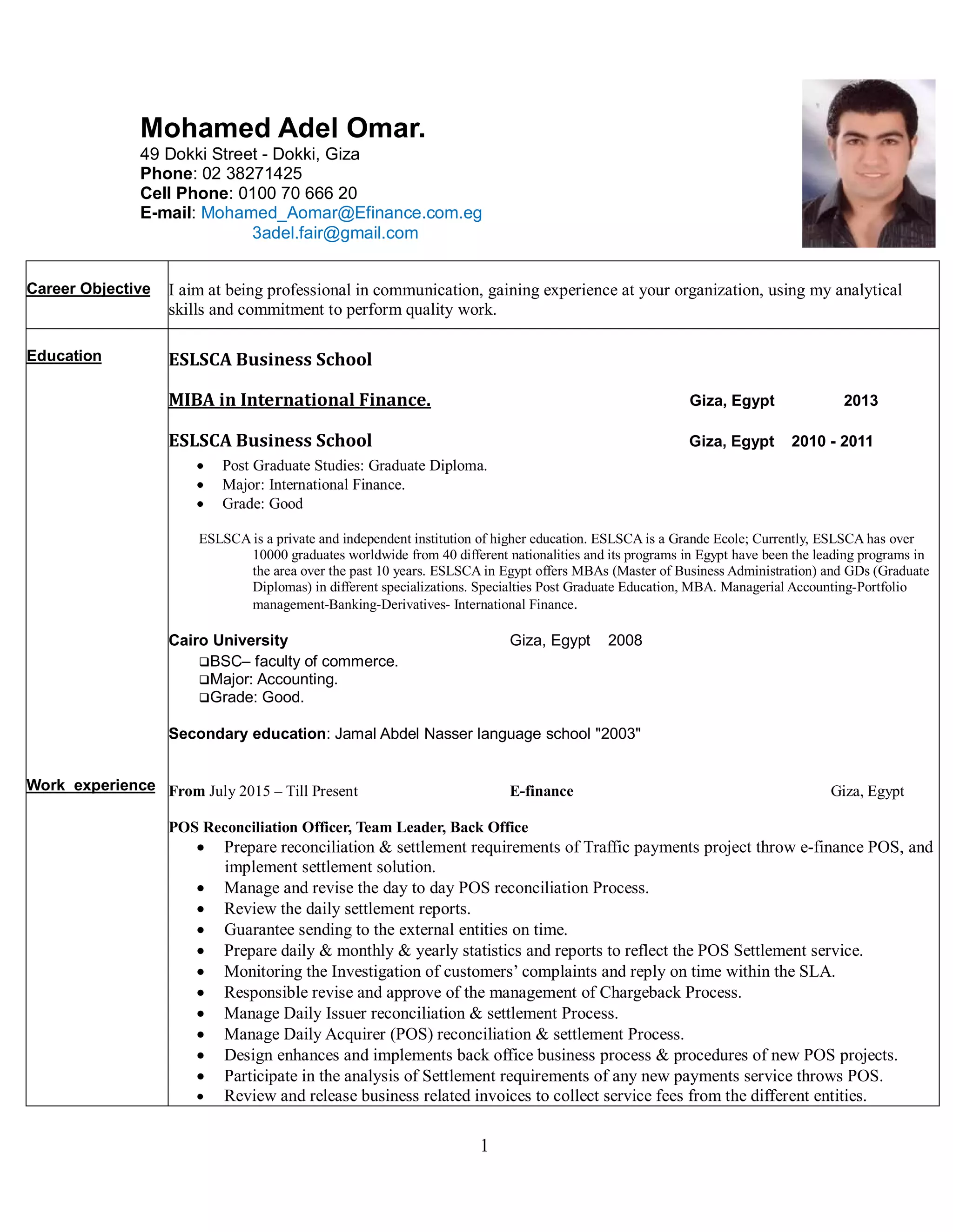 Mohamed Adel Omar C V | PDF