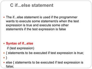 C decision making and looping. | PPTX