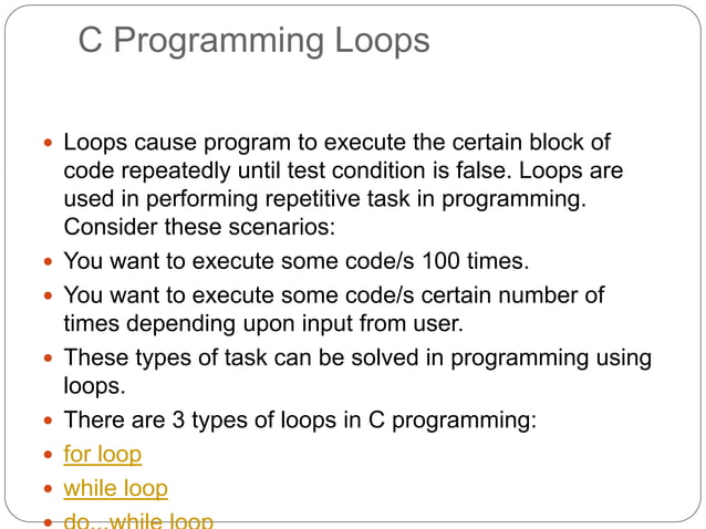C Decision Making And Looping Pptx Programming Languages Computing