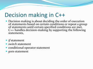 C++ decision making | PPTX