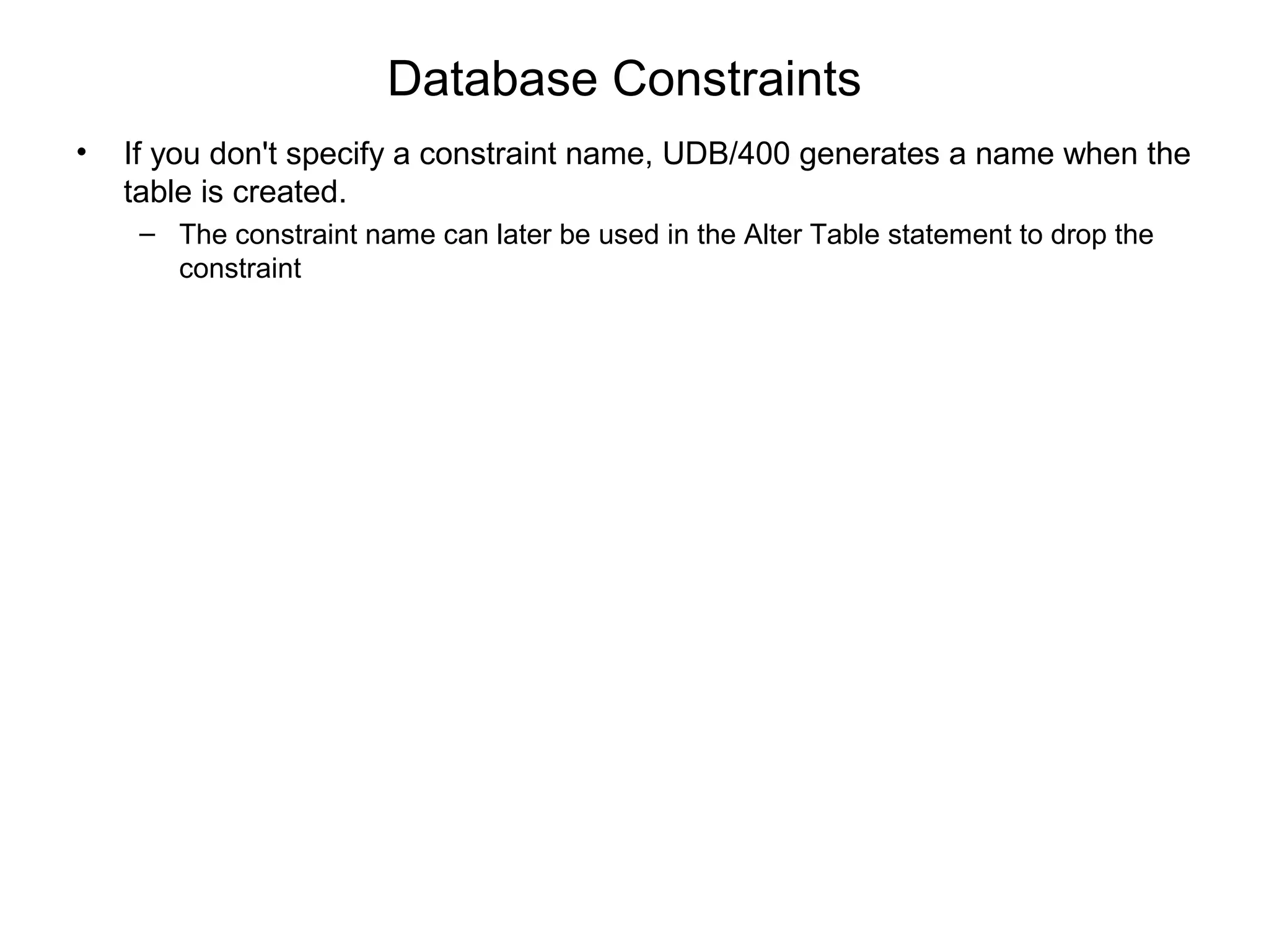 Database constraints | PPT