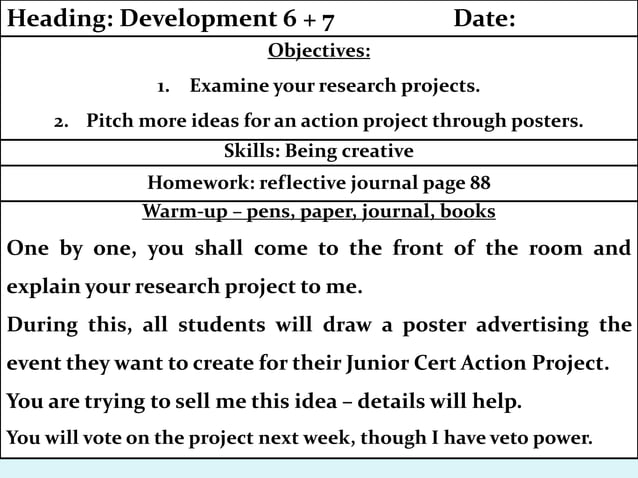 Development 6 and 7, research projects and pitching ideas | PPTX ...