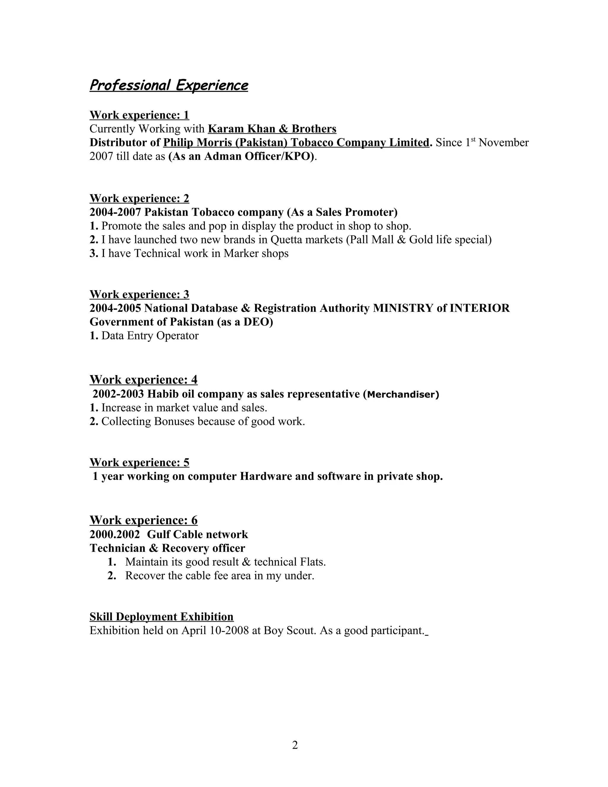 Muhammad Khalid CV | DOC | Computing | Technology & Computing