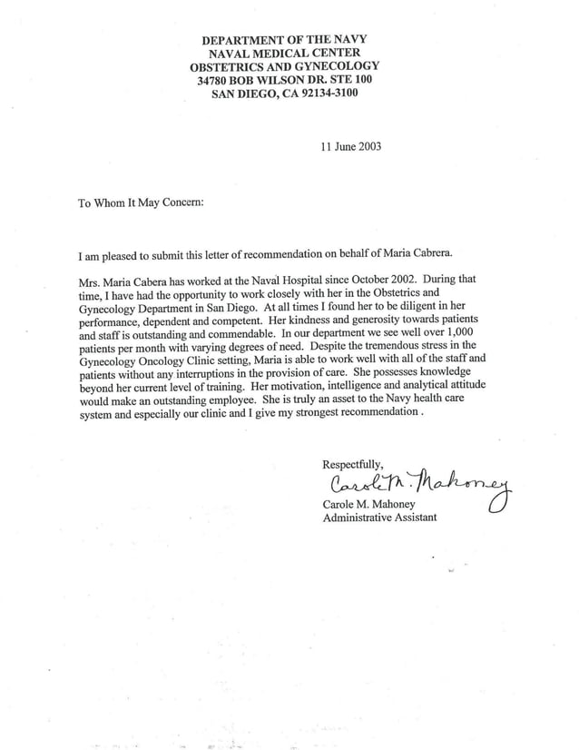 Recommendation Letter Maria Cristina Cabrera | PDF