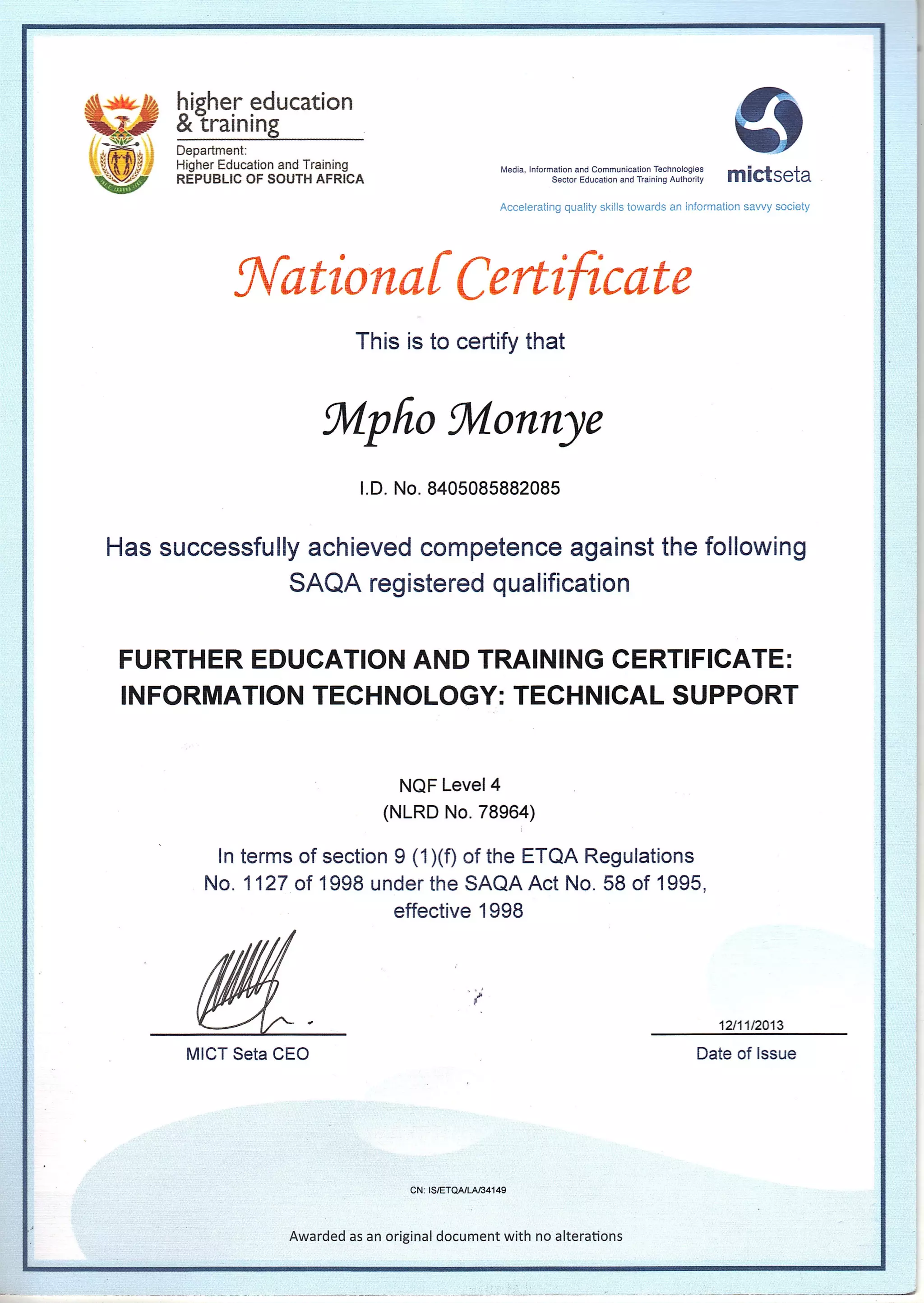 Technical Support Certificate.PDF
