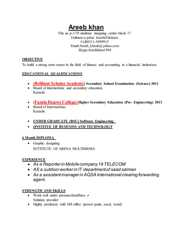 AREEB-KHAN-C.V | PDF