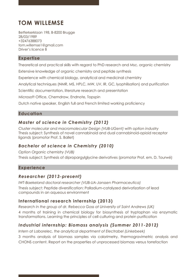 Curriculum Vitae Tom Willemse | PDF