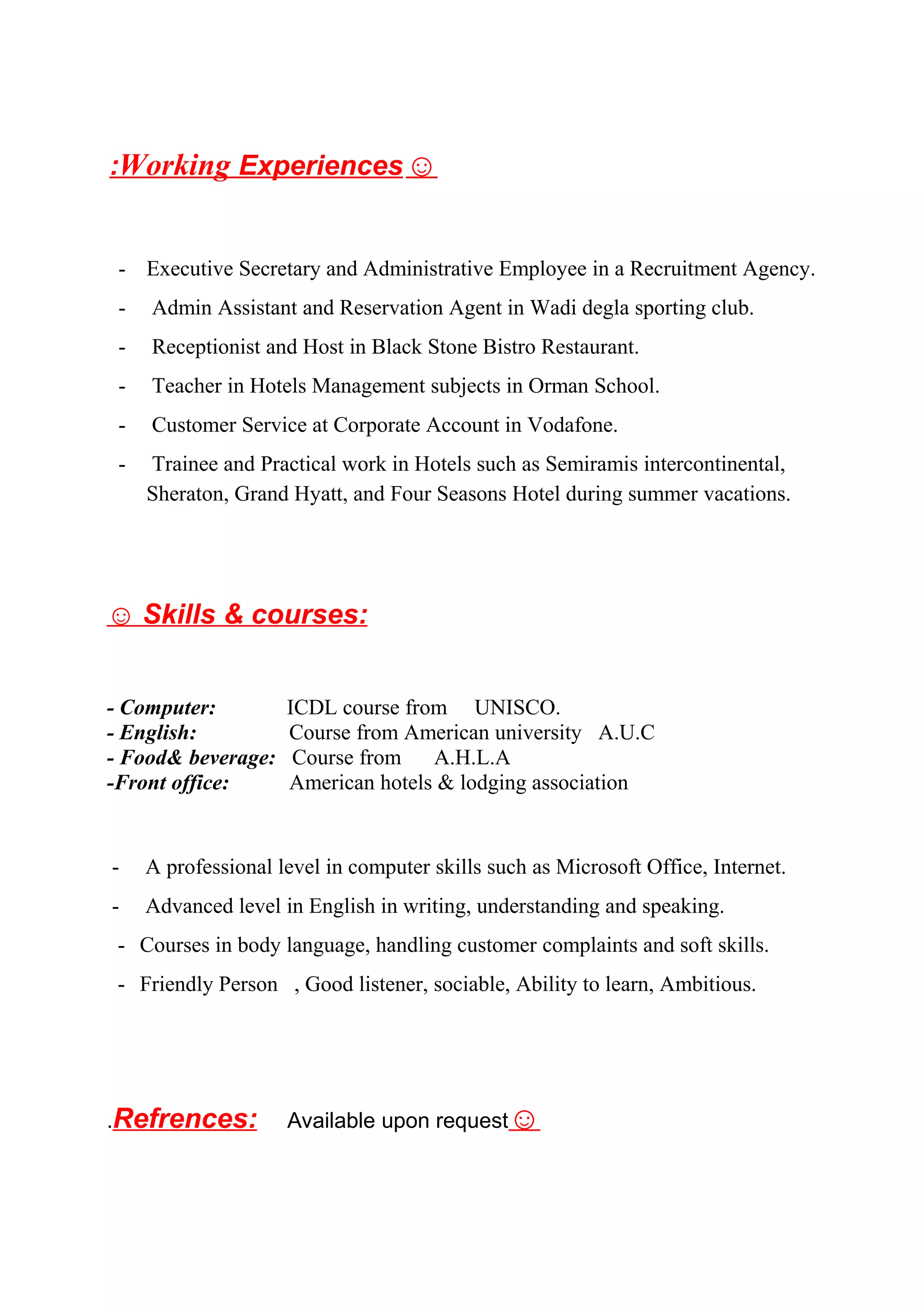 Beshoy New CV | DOC | Hotels and Motels | Travel Type