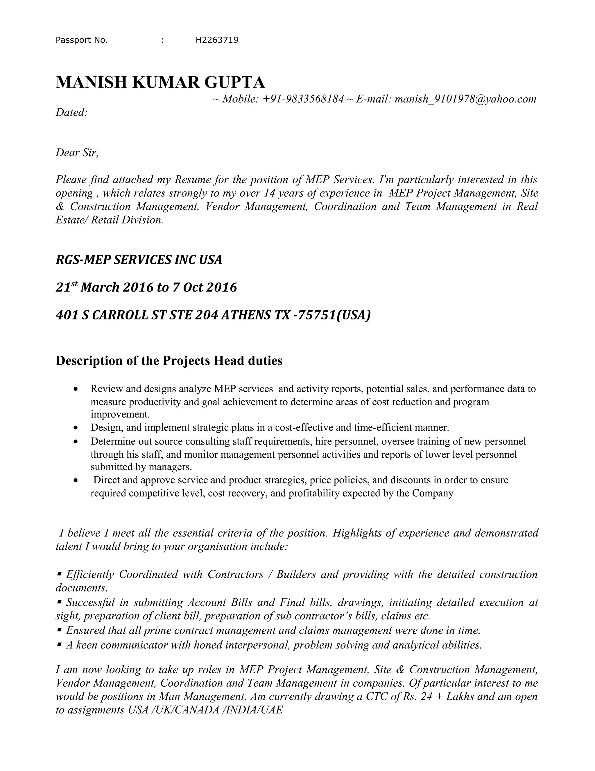 MANISH KUMAR GUPTA CV | DOC | Civil Engineering Industry | Industries