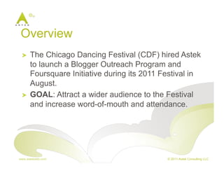 Chicago Dancing Festival Blogger Outreach & Foursquare Program Case ...