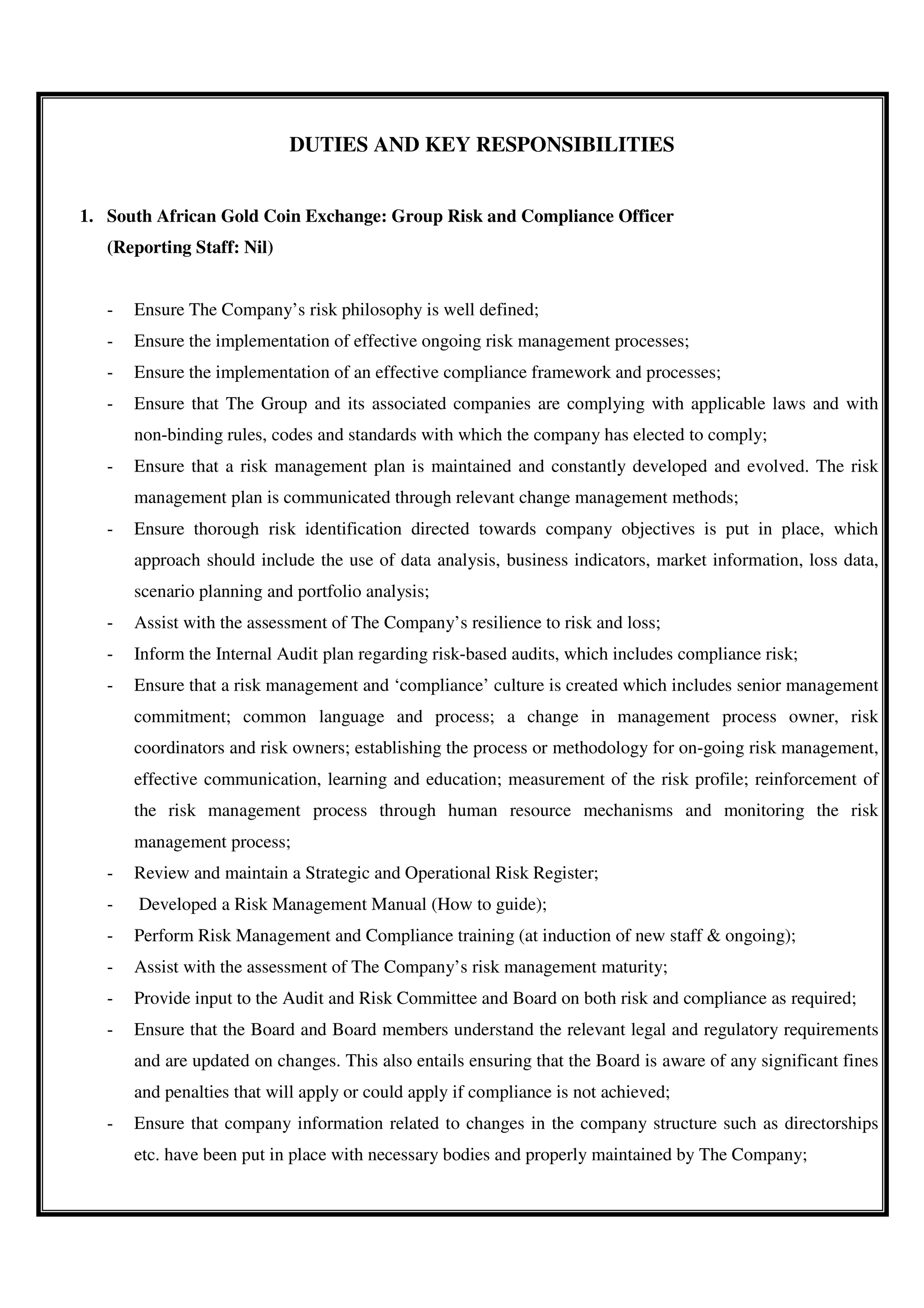 Duties responsiblities key skills | PDF