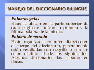 Manejo del diccionario | PPT