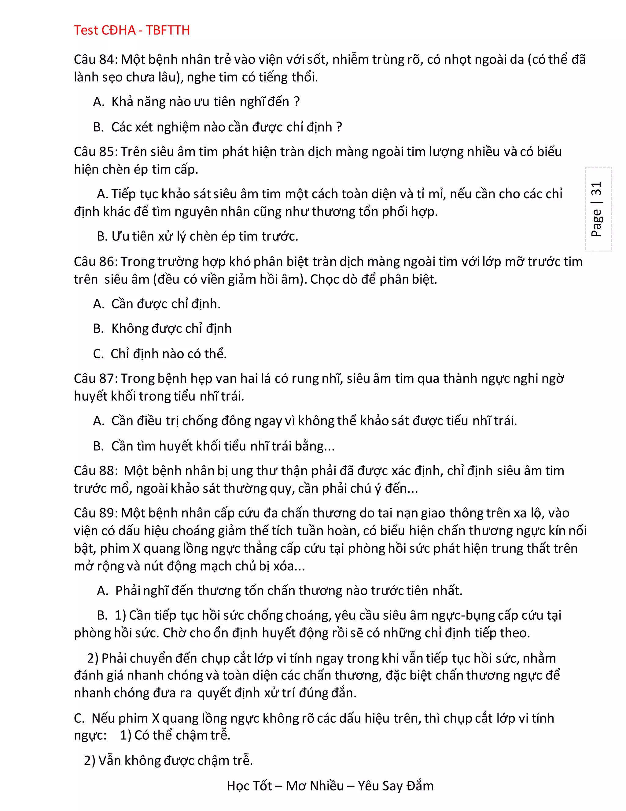 Trắc Nghiệm Chẩn Đoán Hình Ảnh Y Huế - TBFTTH VMU | DOC