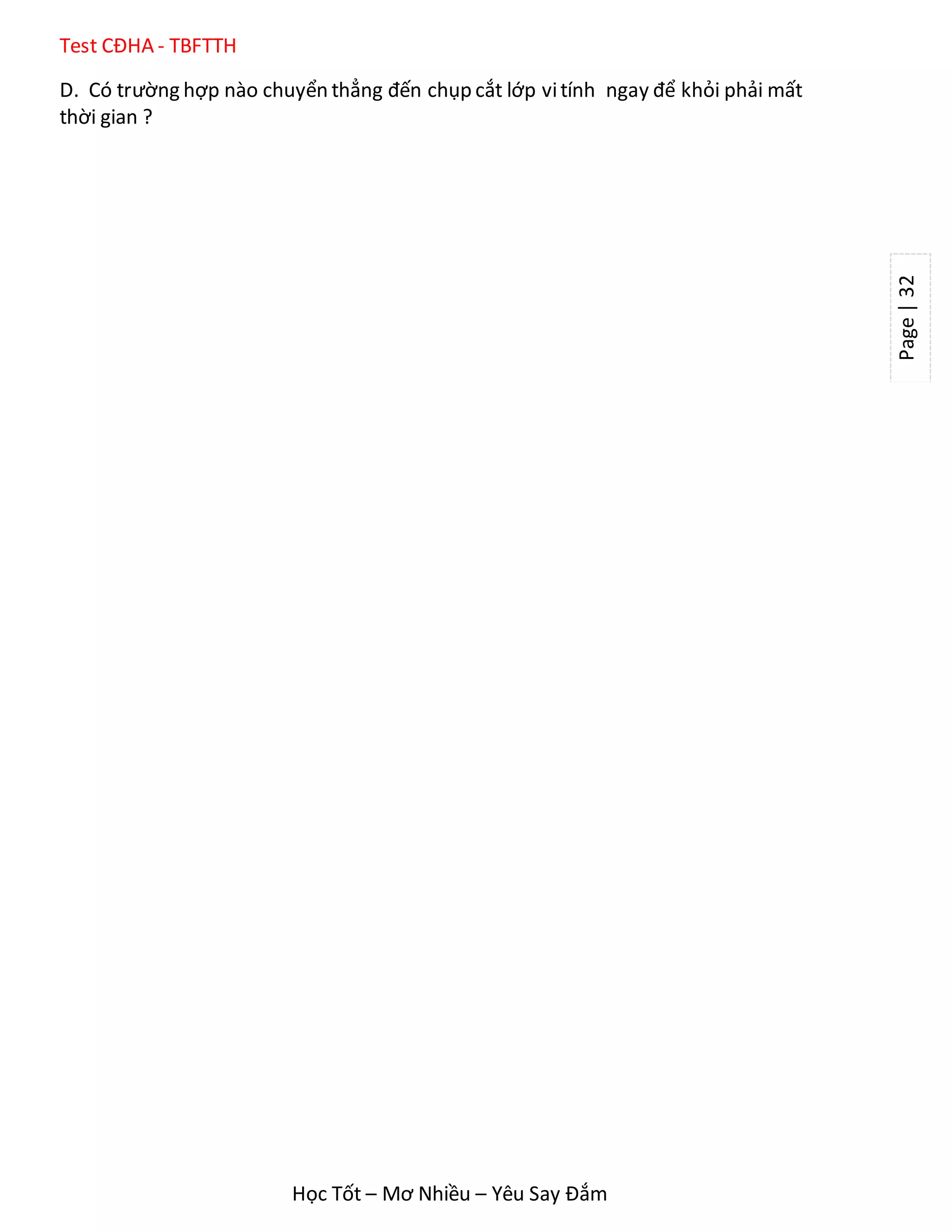 Trắc Nghiệm Chẩn Đoán Hình Ảnh Y Huế - TBFTTH VMU | DOC