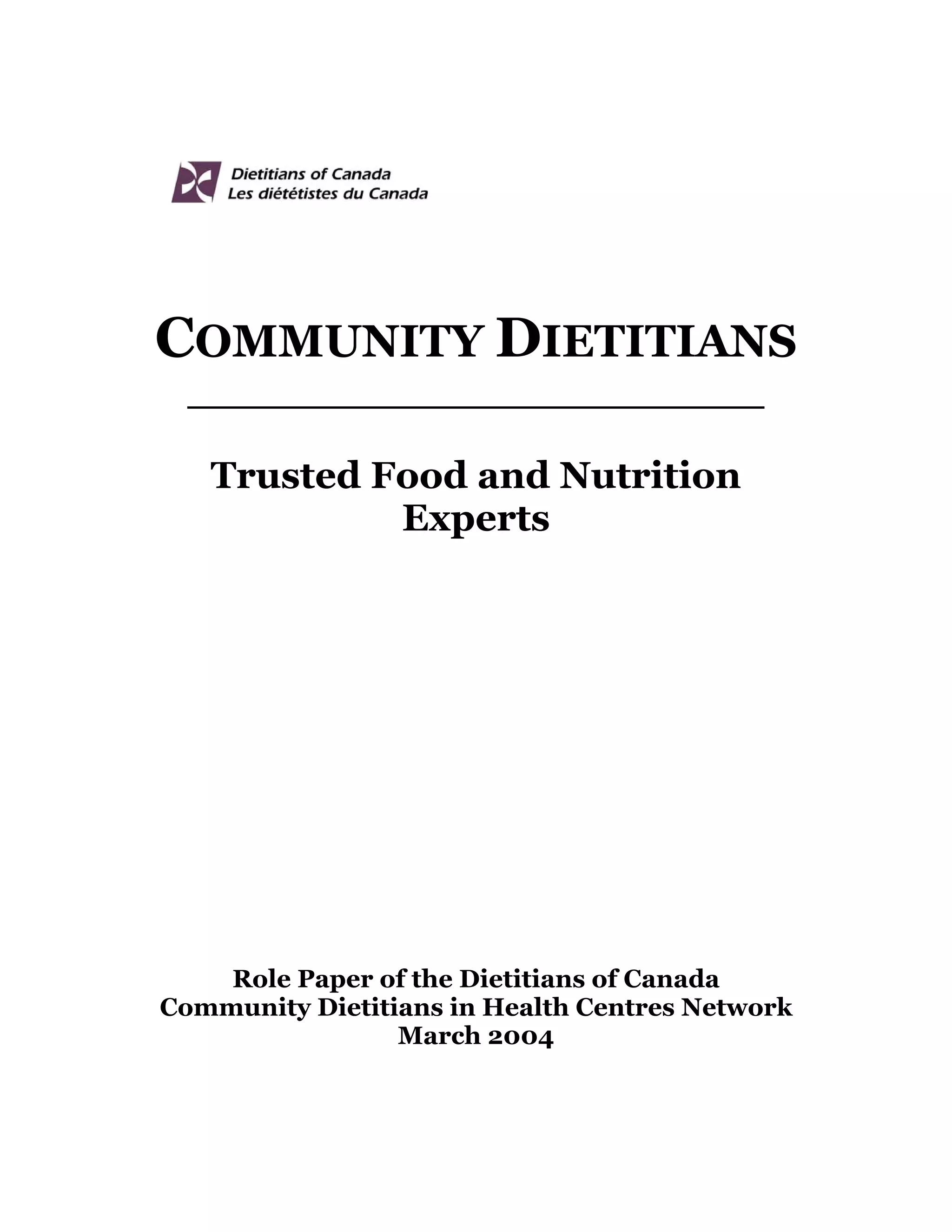 Cdhc Role Paper March2004 | PDF | Healthcare Industry | Industries