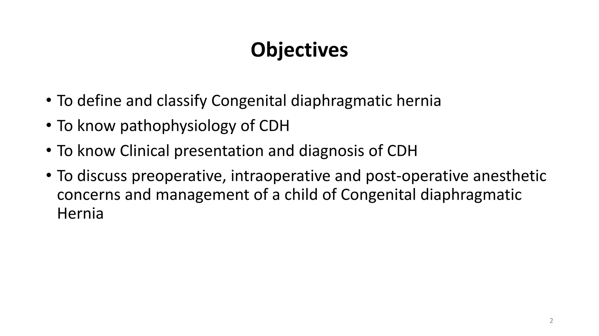 Anesthesia For Congenital Diaphragmatic Hernia | PPTX