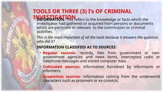 CDI1-Informant-FUNDAMENTALS OF CRIMINAL INVESTIGATION | PPTX
