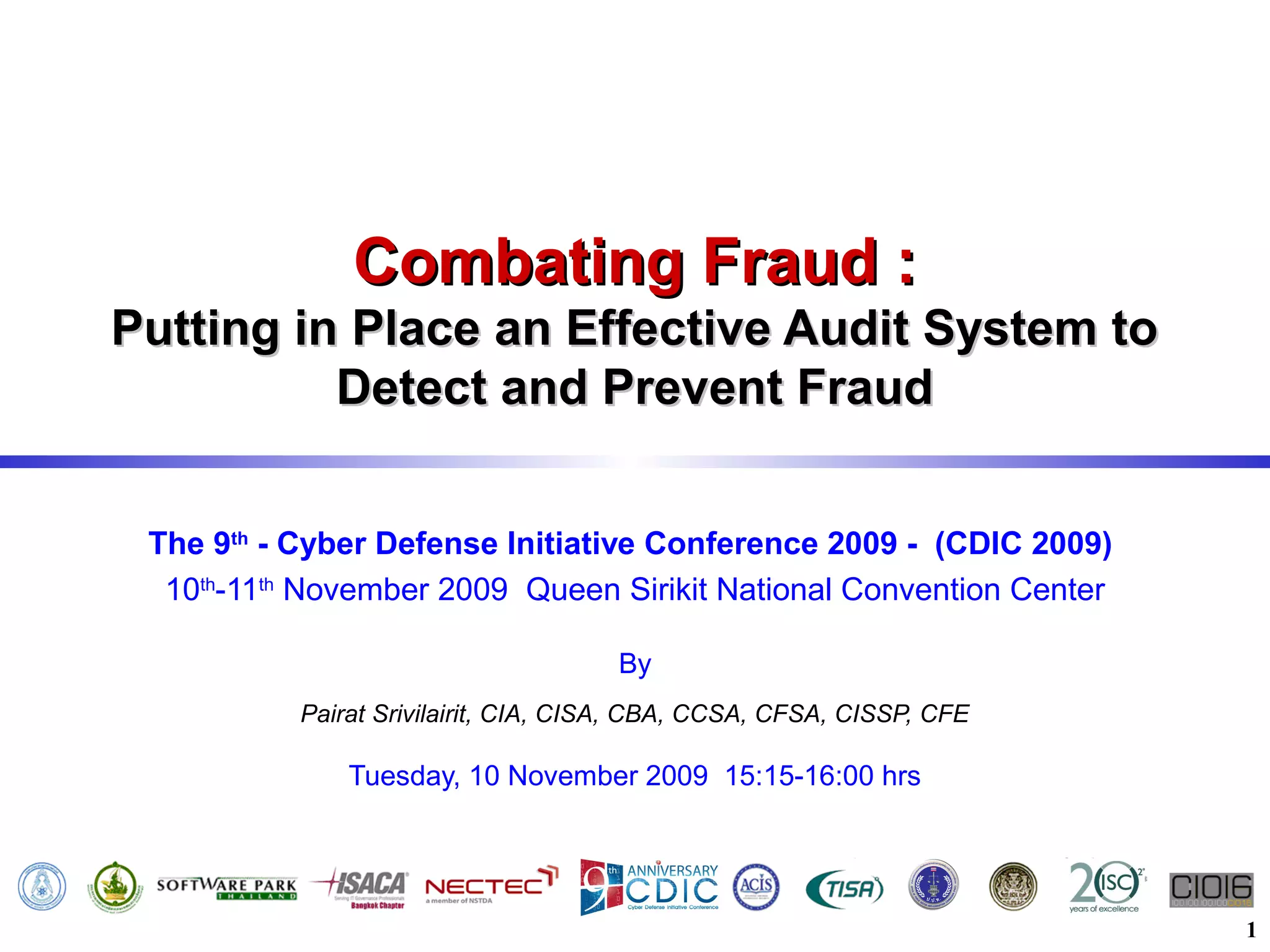 Combating Fraud : Putting in Place an Effective Audit System to Detect ...