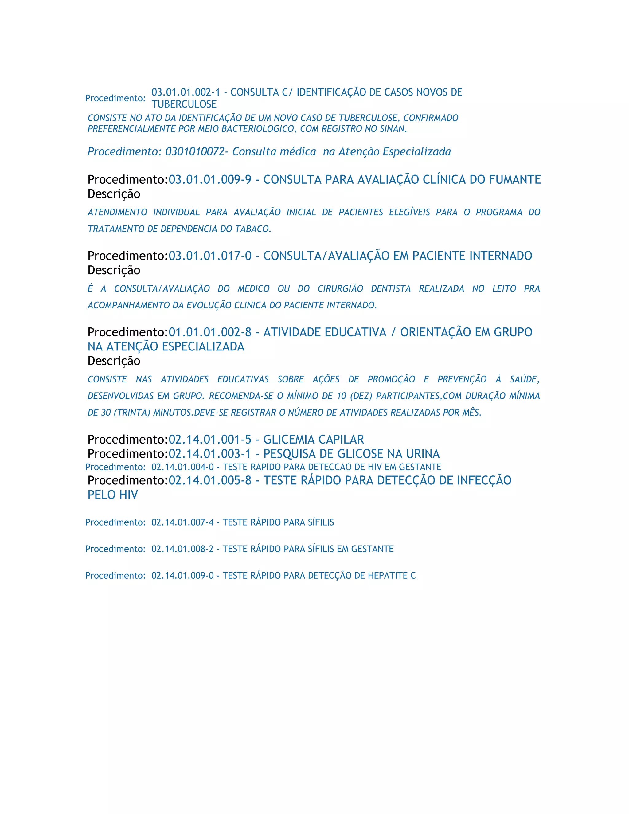 Códigos de procedimentos | PDF Códigos de procedimentos | PDF