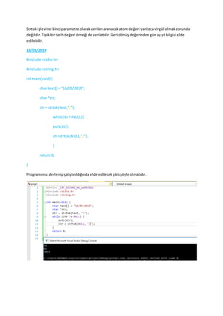 C dilindeki strtok, remove, rename ve system fonksiyonları. | DOCX