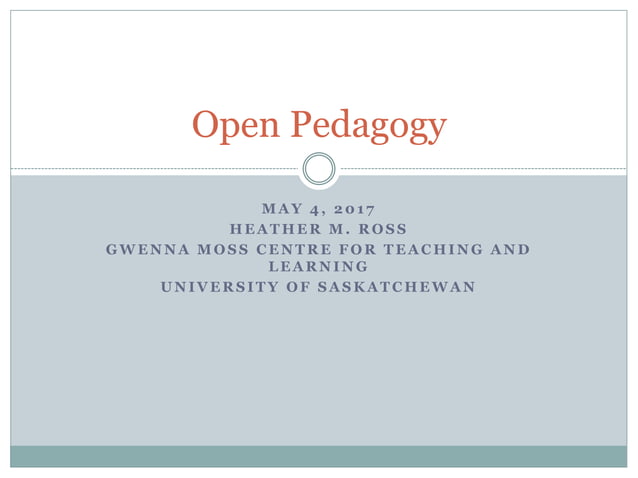Course Design Institute - Open Pedagogy - Draft | PPT