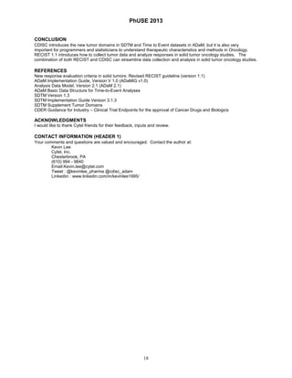 CDISC journey in solid tumor using recist 1.1 (Paper) | PDF