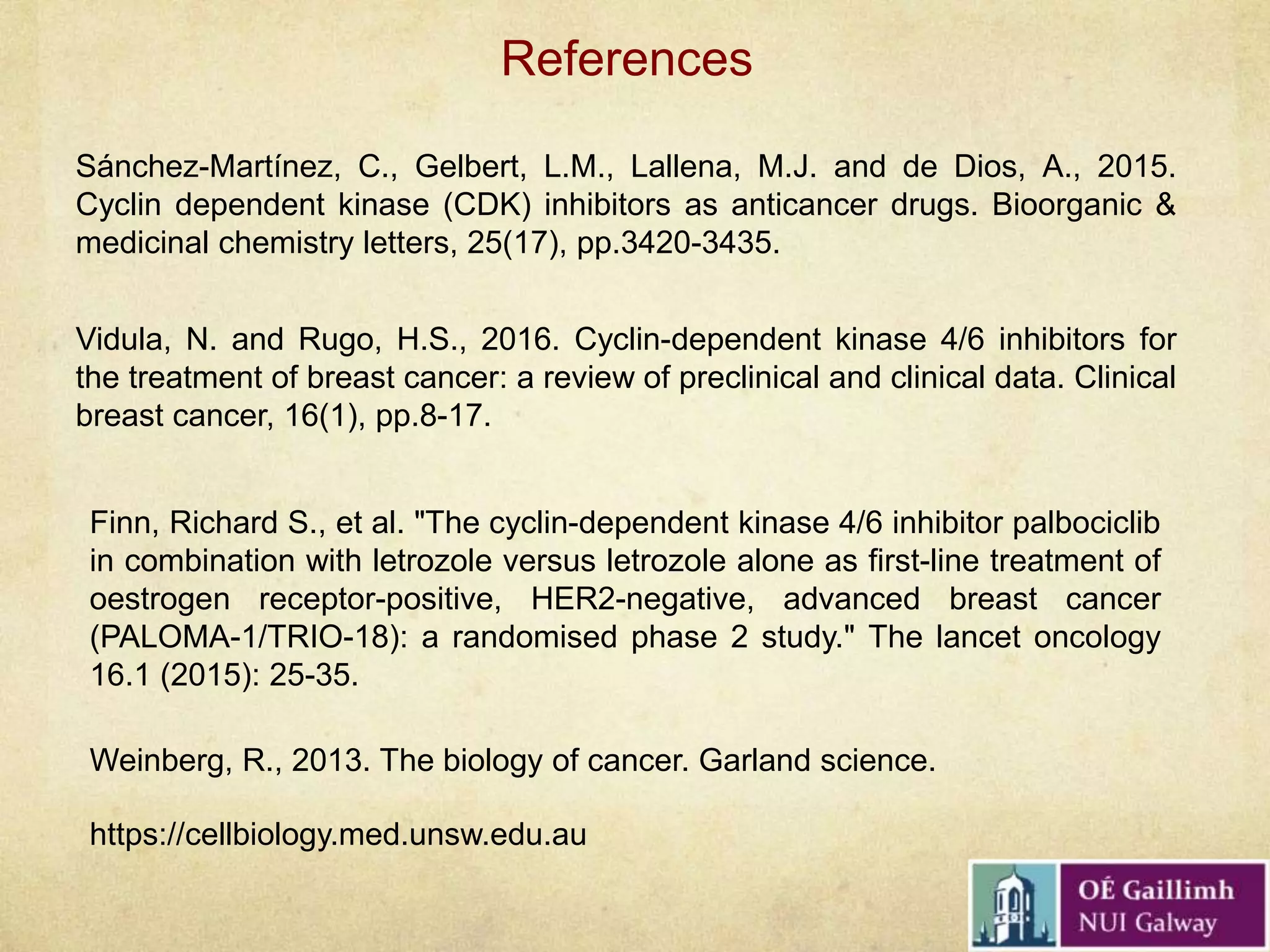 Cdk inhibitors as new targets for cancer treatment. | PPTX