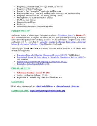 13th International Conference on Data Mining & Knowledge Management Process (CDKP 2024) | DOCX ...