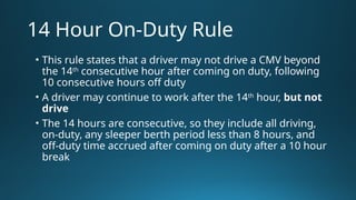 CDL 110 HOS SAFETY TRAINING DRIVER SAFETY | PPTX