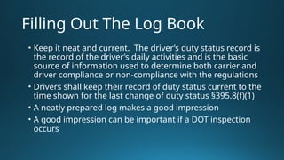CDL 110 HOS SAFETY TRAINING DRIVER SAFETY | PPTX
