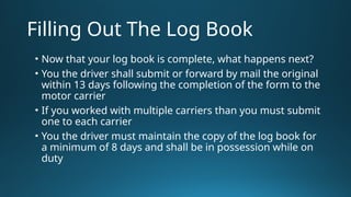 CDL 110 HOS SAFETY TRAINING DRIVER SAFETY | PPTX