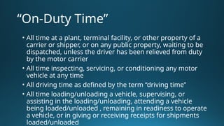 CDL 110 HOS SAFETY TRAINING DRIVER SAFETY | PPTX