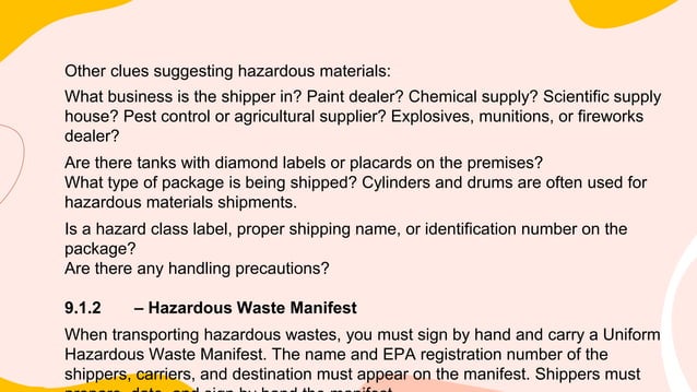 CDL 9 HAZARDOUS MATERIALS 1.pptx | Logistics and Transportation Industry | Industries