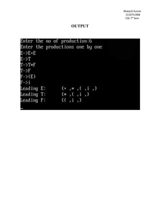 Compiler design lab programs | PDF