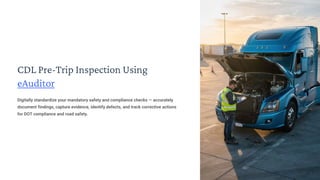 CDL Pre-Trip Inspection with eAuditor Audits & Inspections | PDF