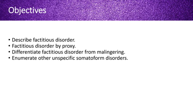 Factitious disorder vs. Malingering | PPTX