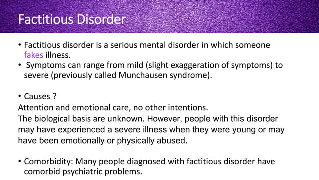 Factitious disorder vs. Malingering | PPTX