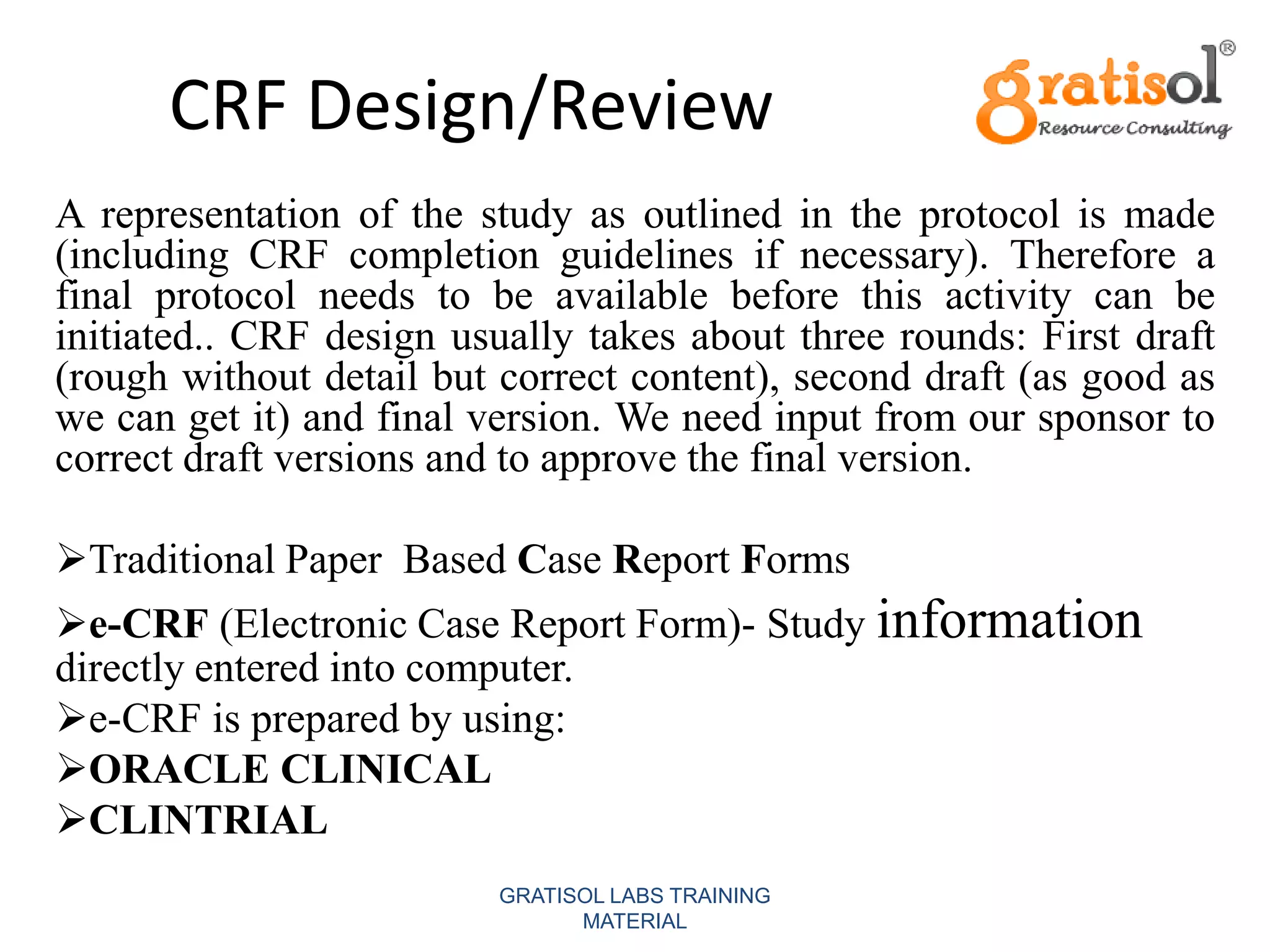 Clinical Data Management Training @ Gratisol Labs | PDF
