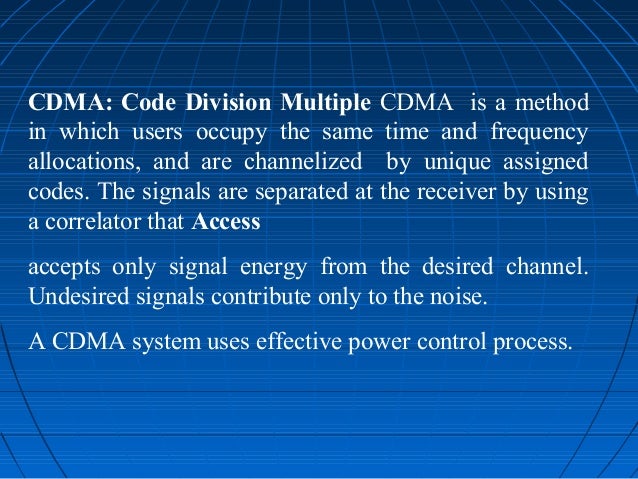 Concepts Of Cdma In Mobile Communication