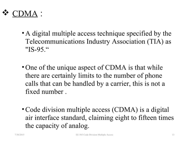 Code Division Multiple Access- CDMA | PPT