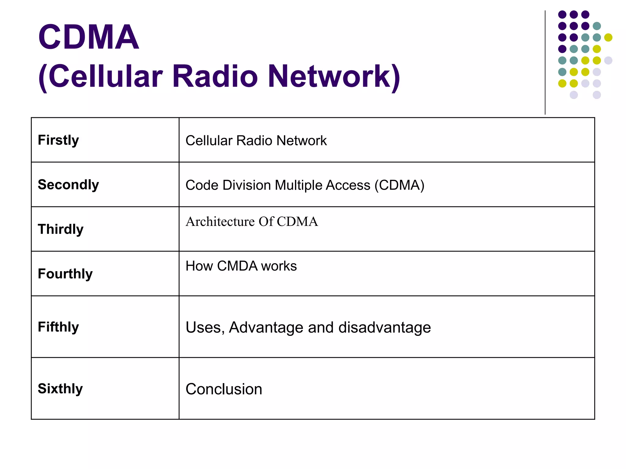 CDMA cellular radio network | PPTX | Computer Networking | Computing