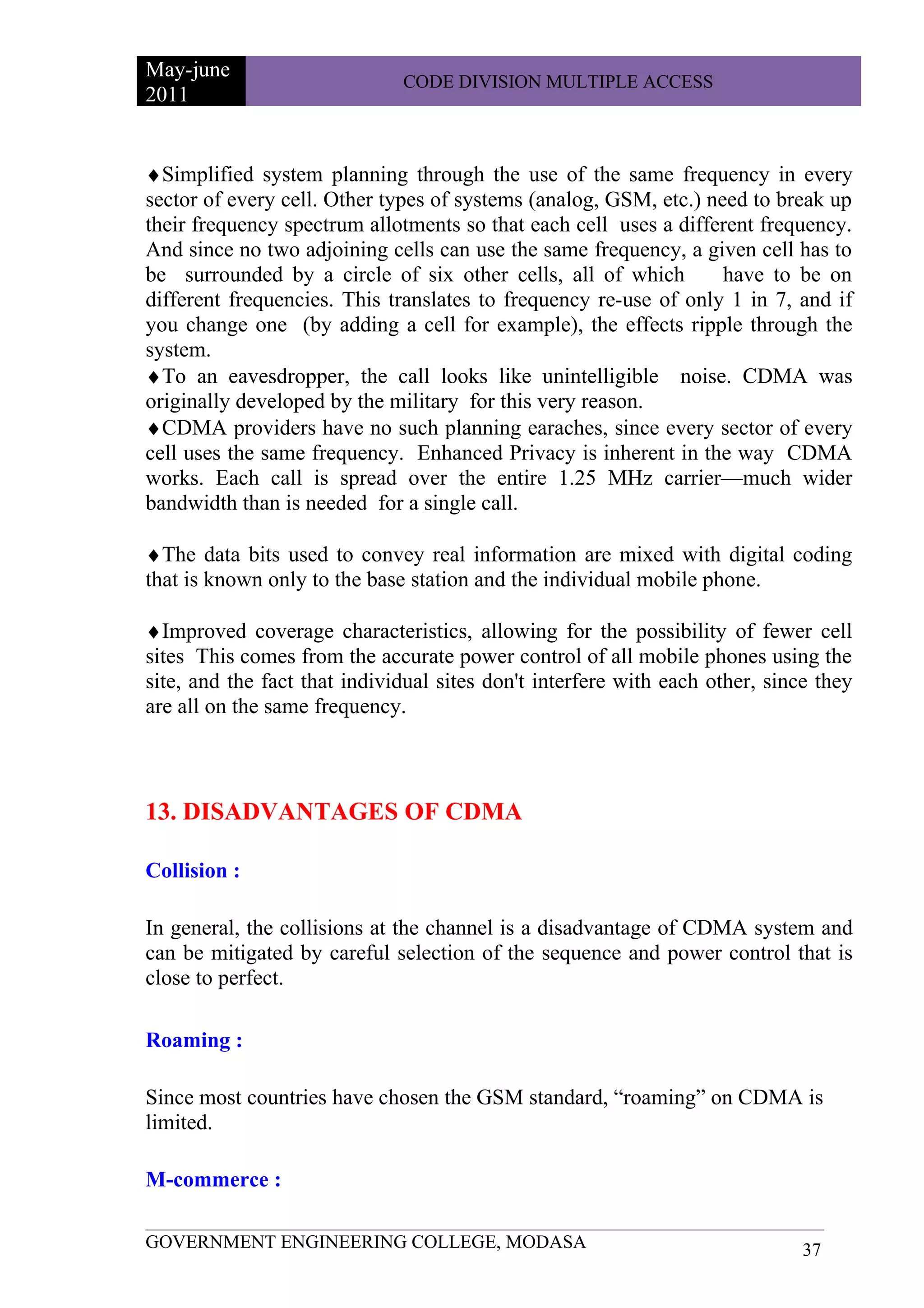 Cdma final report | DOC