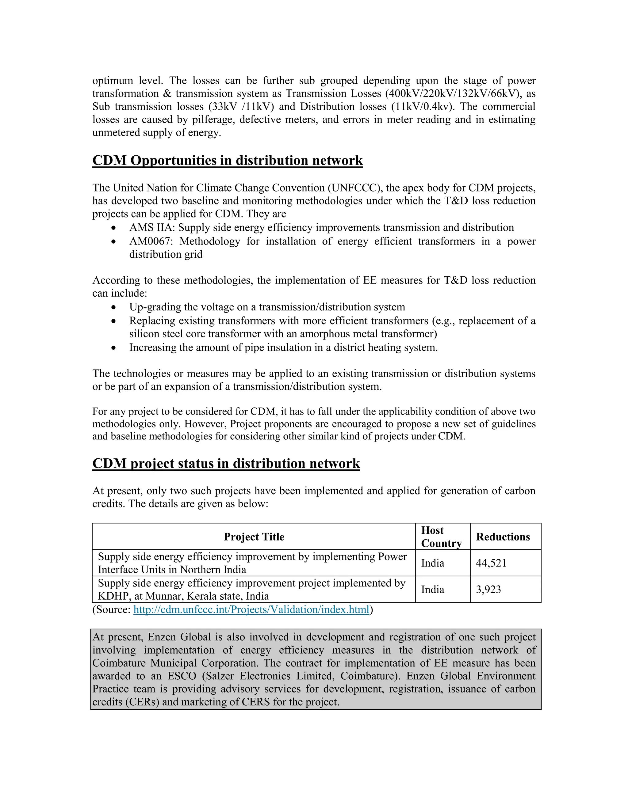 CDM in Reduction in Transmission and Distribution Losses | PDF