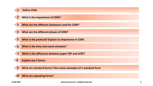 Clinical Data Management Interview Question Part I. | PPTX