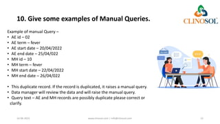Clinical Data Management Interview question Part II. | PPTX