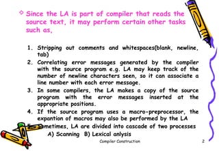 Lexical Analyser PPTs for Third Lease Computer Sc. and Engineering | PPTX