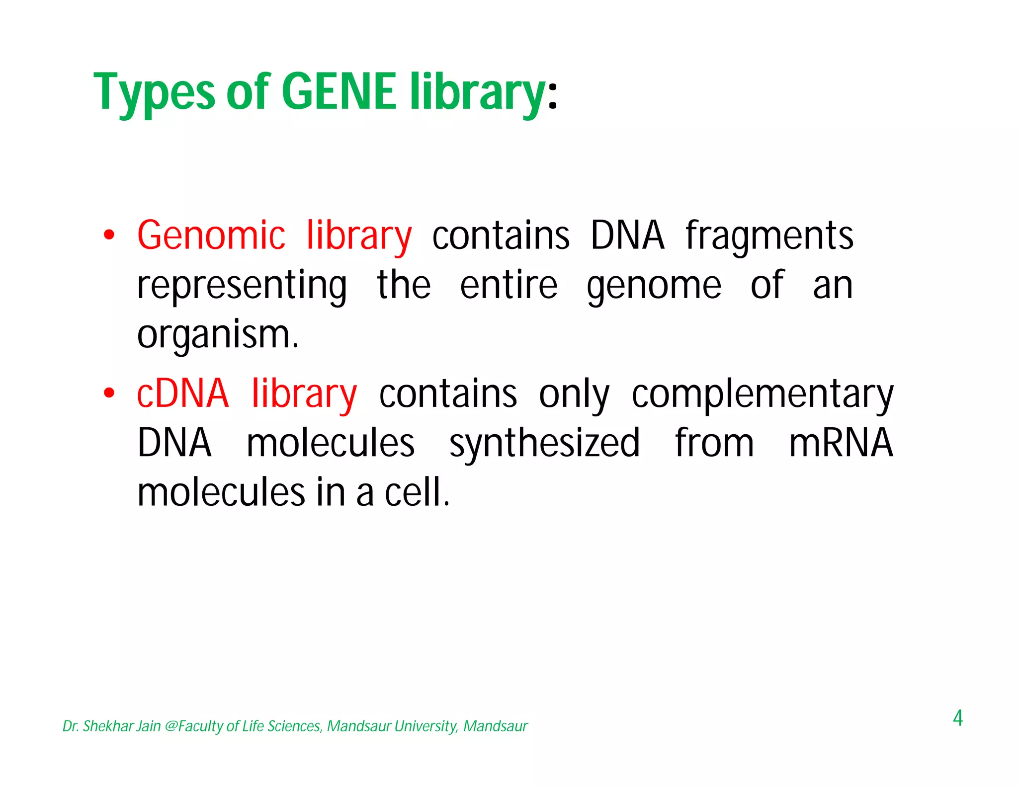 cDNA and Genomic libraries preparation | PPT
